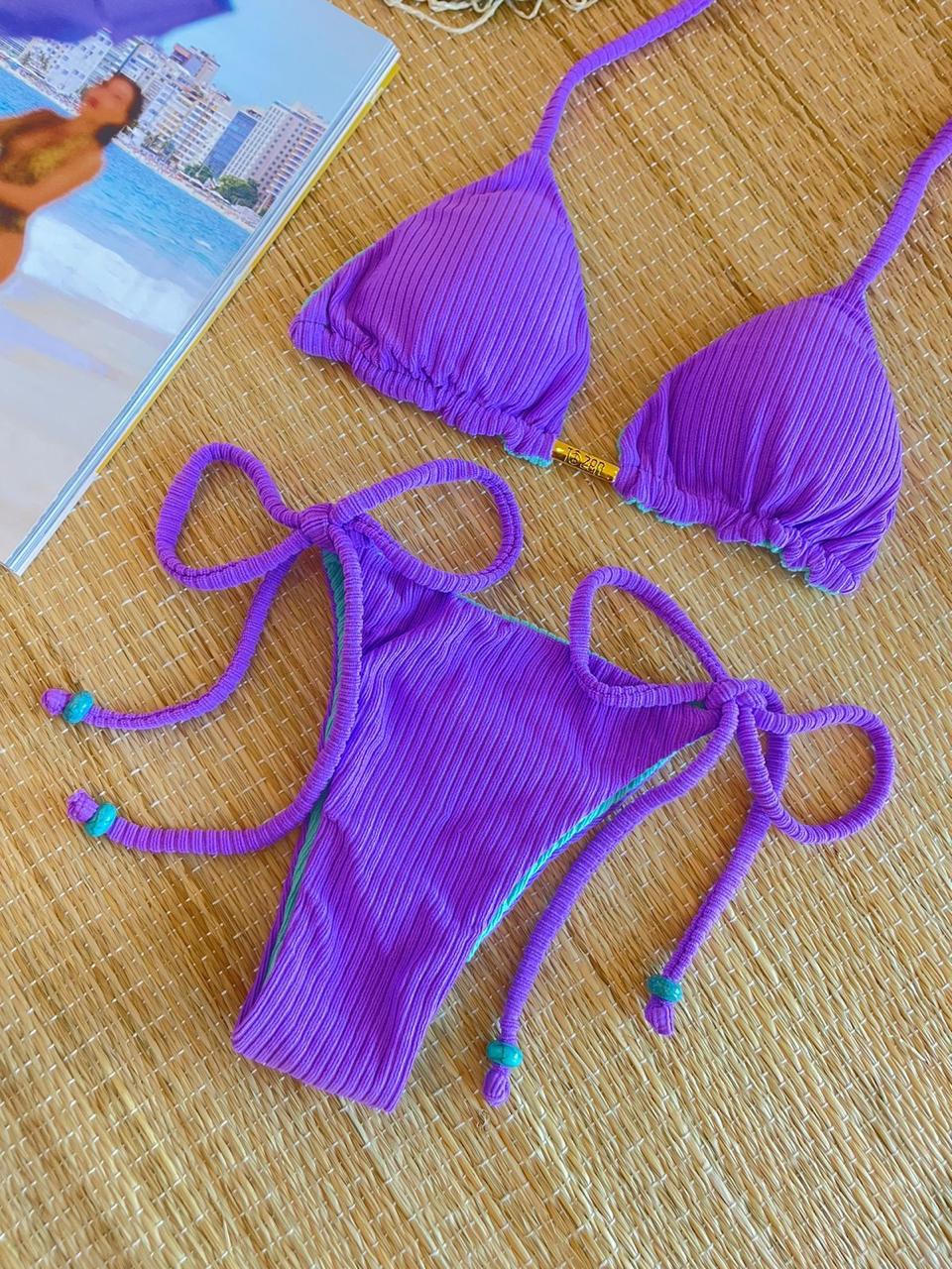 Aria Reversible Triangle Top + Cheeky Tie Bikini Bottoms – Coco Brazil